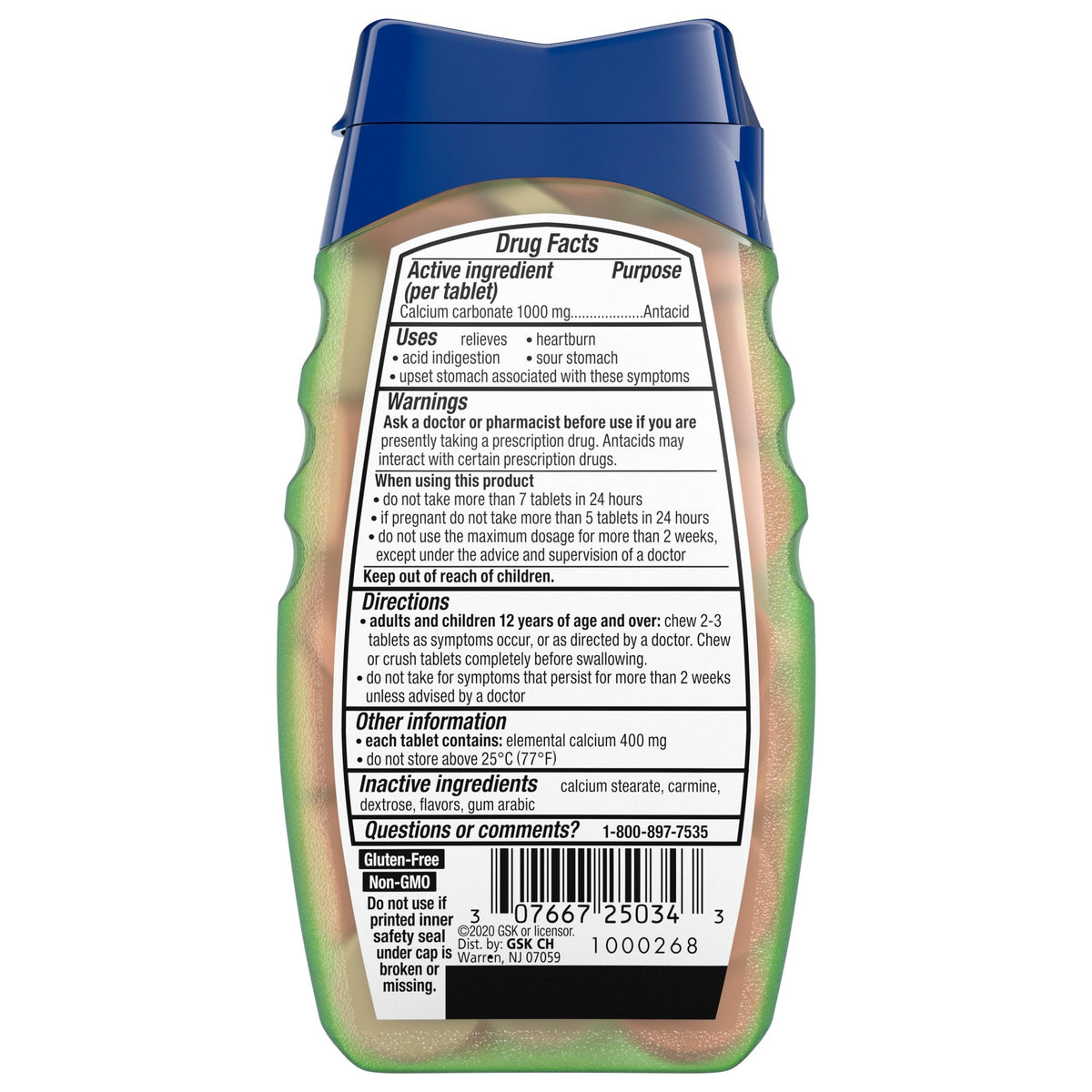 Tums Antacid Chewable Tablets Naturals
